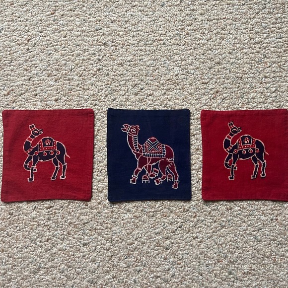 N/A | Accents | Gorgeous Batik Cloth Squares With Camel Image Nwot ...